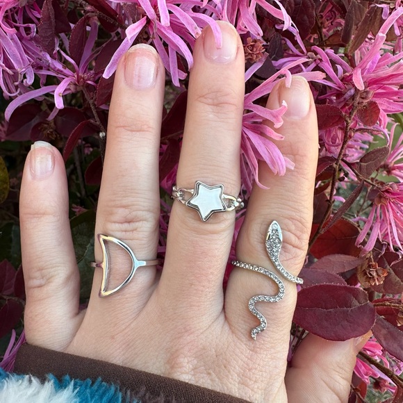 Jewelry | Serpents Starlight 3 Ring Set Snake Star Moon | Poshmark
